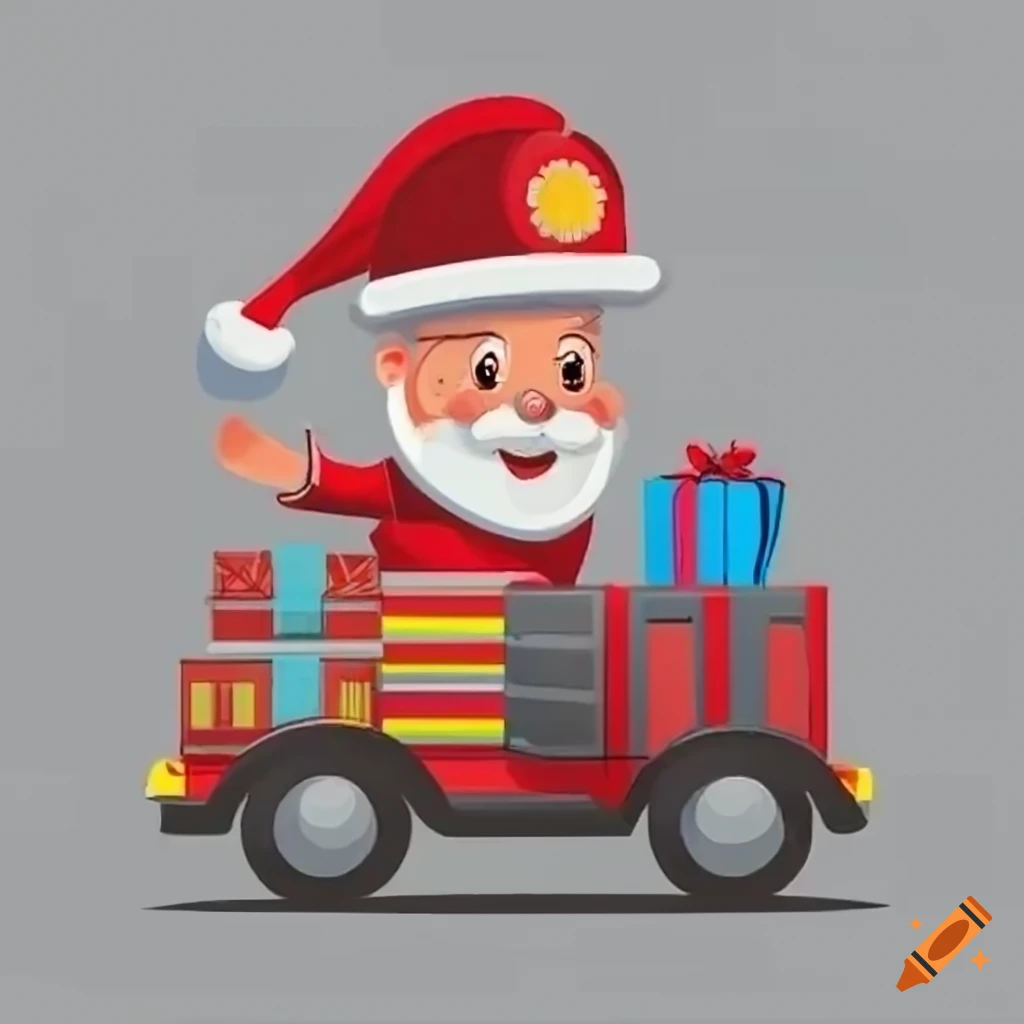 Red and white ambulance with santa's hat on Craiyon