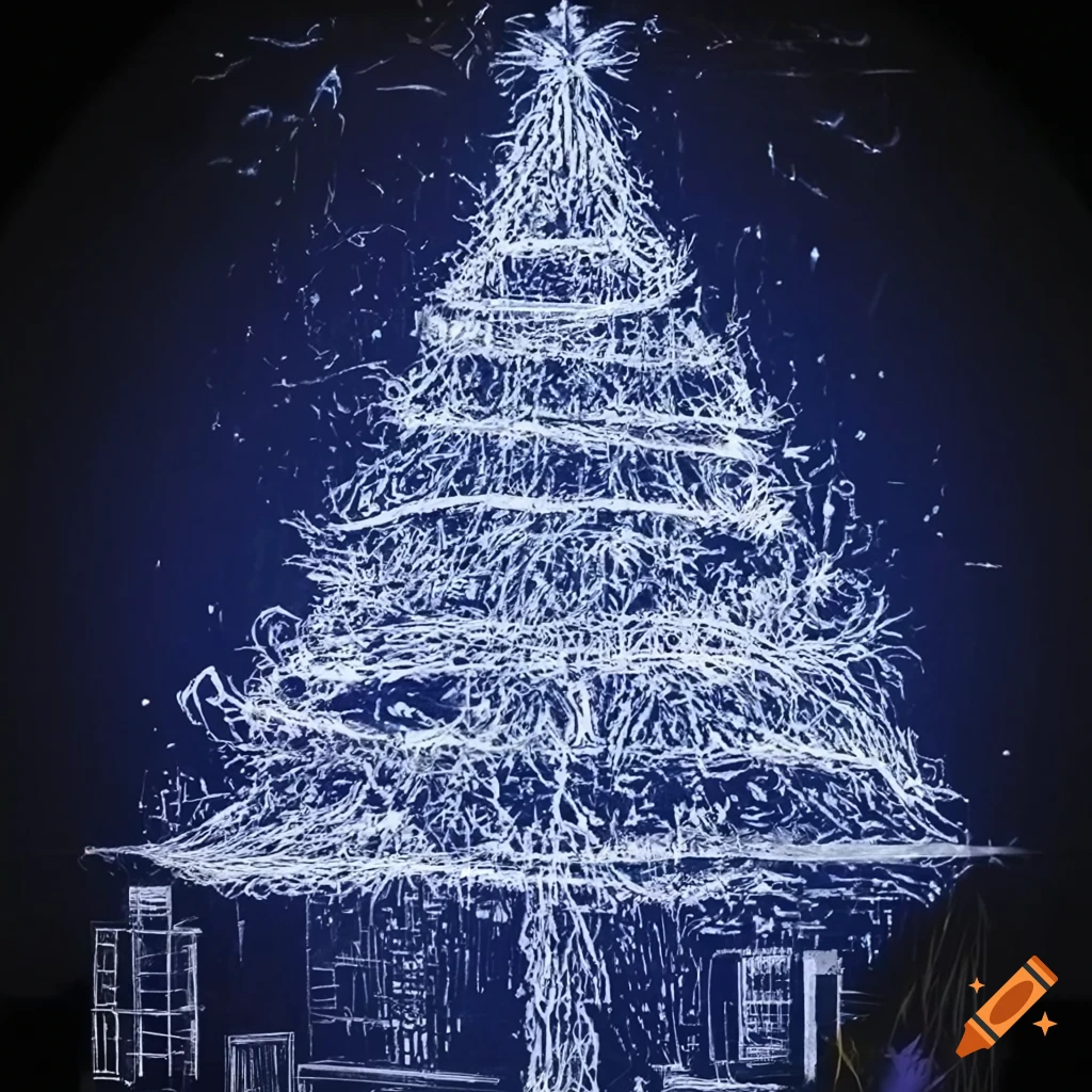 Innovative Christmas tree made of cable and optic fiber on Craiyon