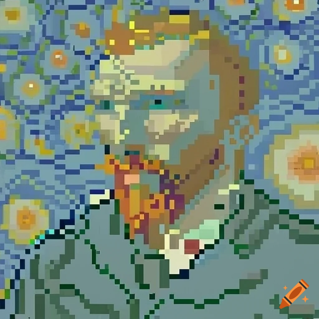 Pixel art of van gogh's self portrait on Craiyon