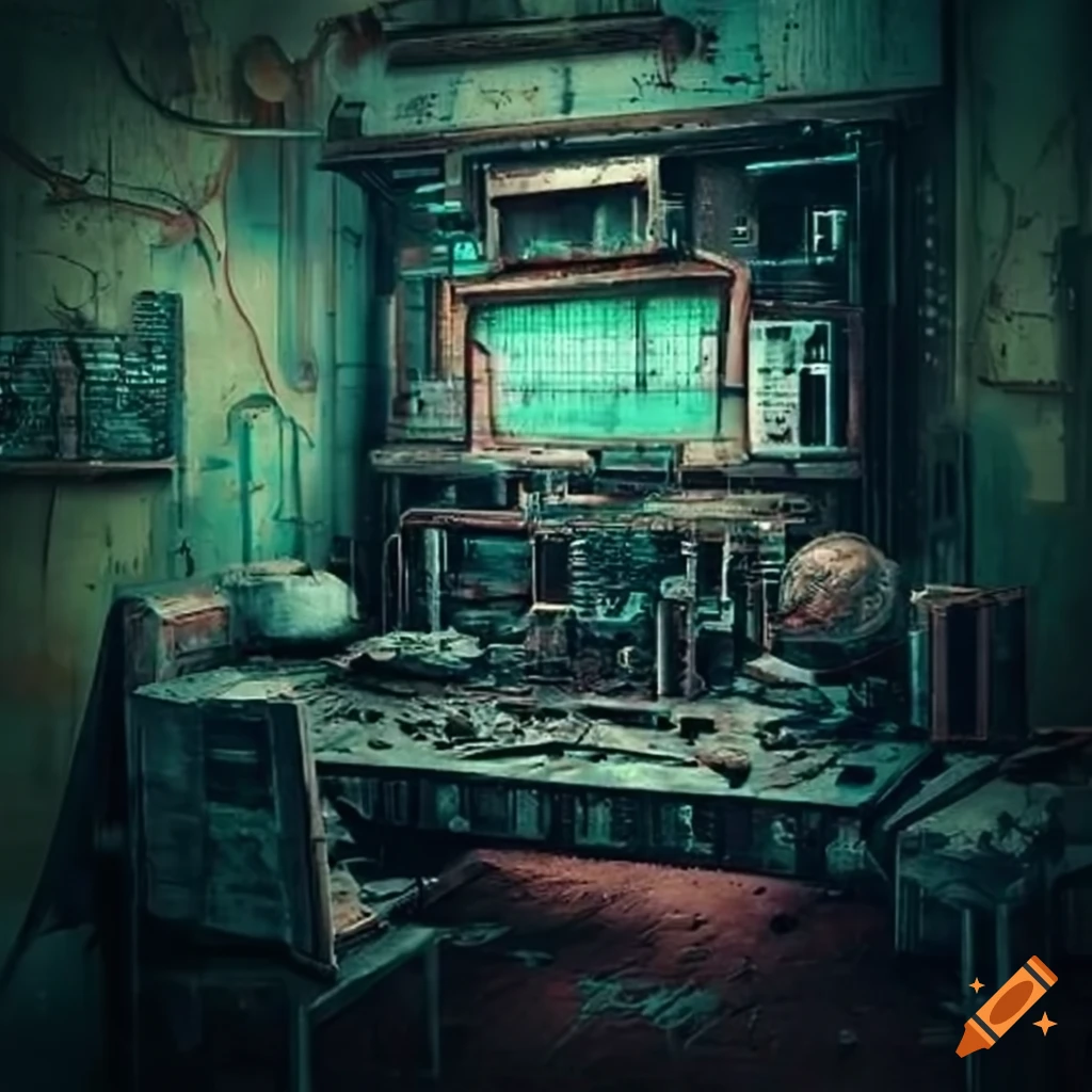 Futuristic post-apocalyptic scene with detailed texturing under a sunny ...