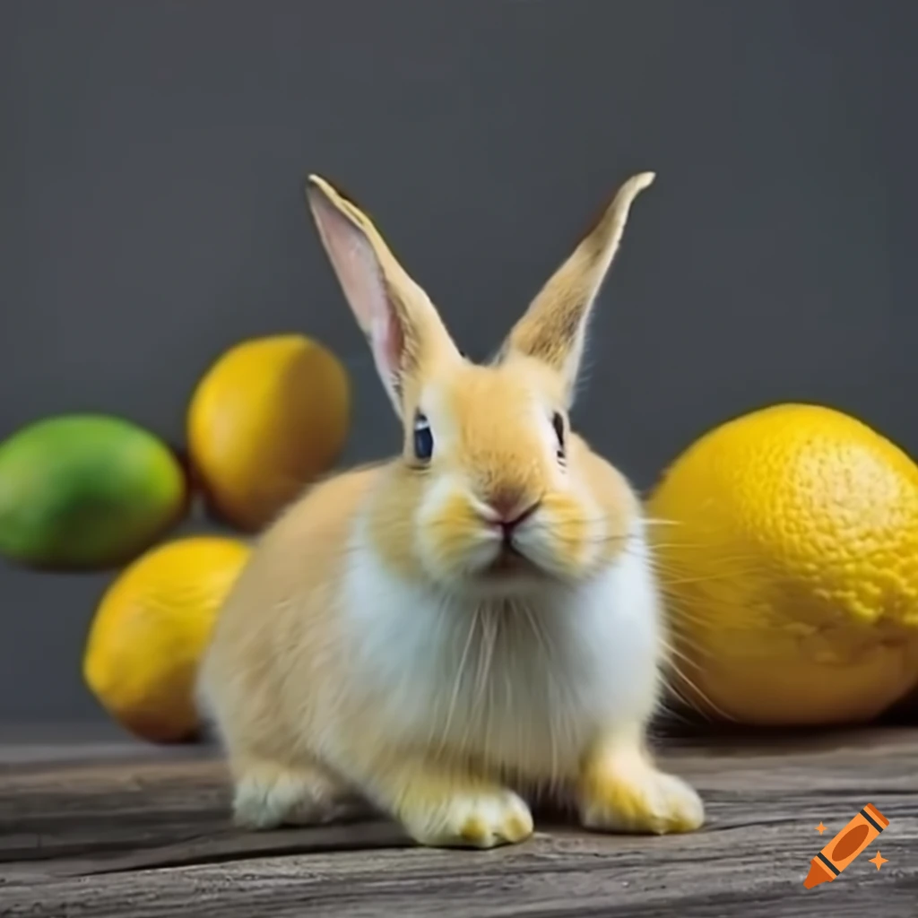Yellow bunny with fresh lemons on Craiyon