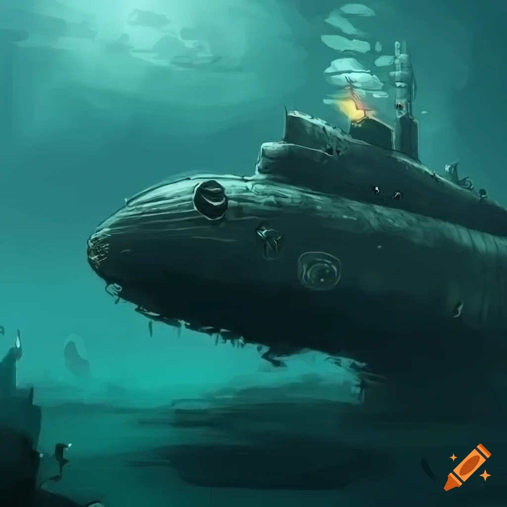 Artistic representation of a submarine with Shadow of the Colossus ...