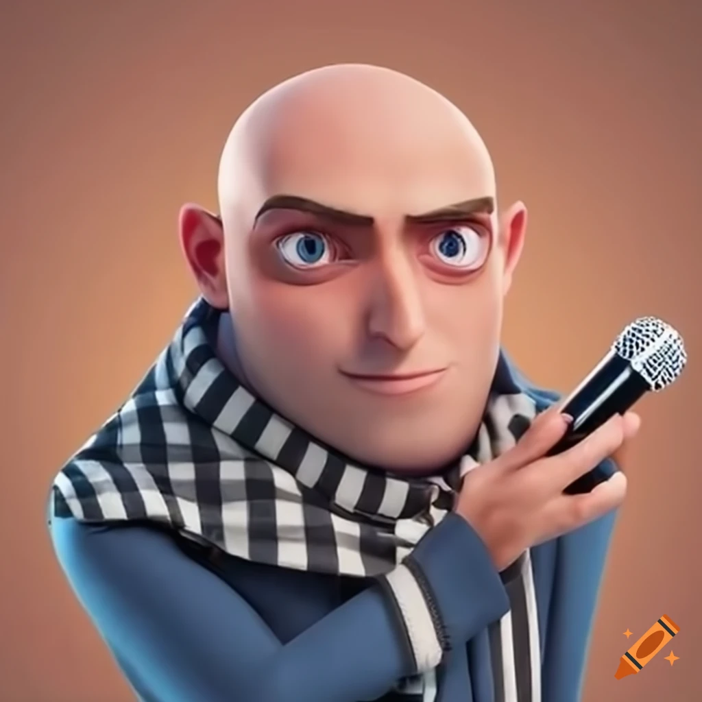 A bald guy with a microphone on Craiyon