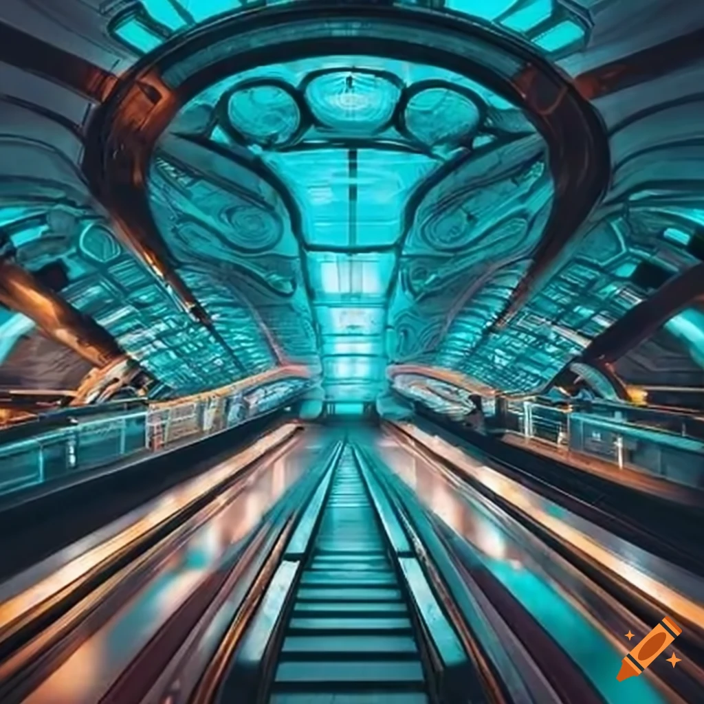 Futuristic metro station on Craiyon