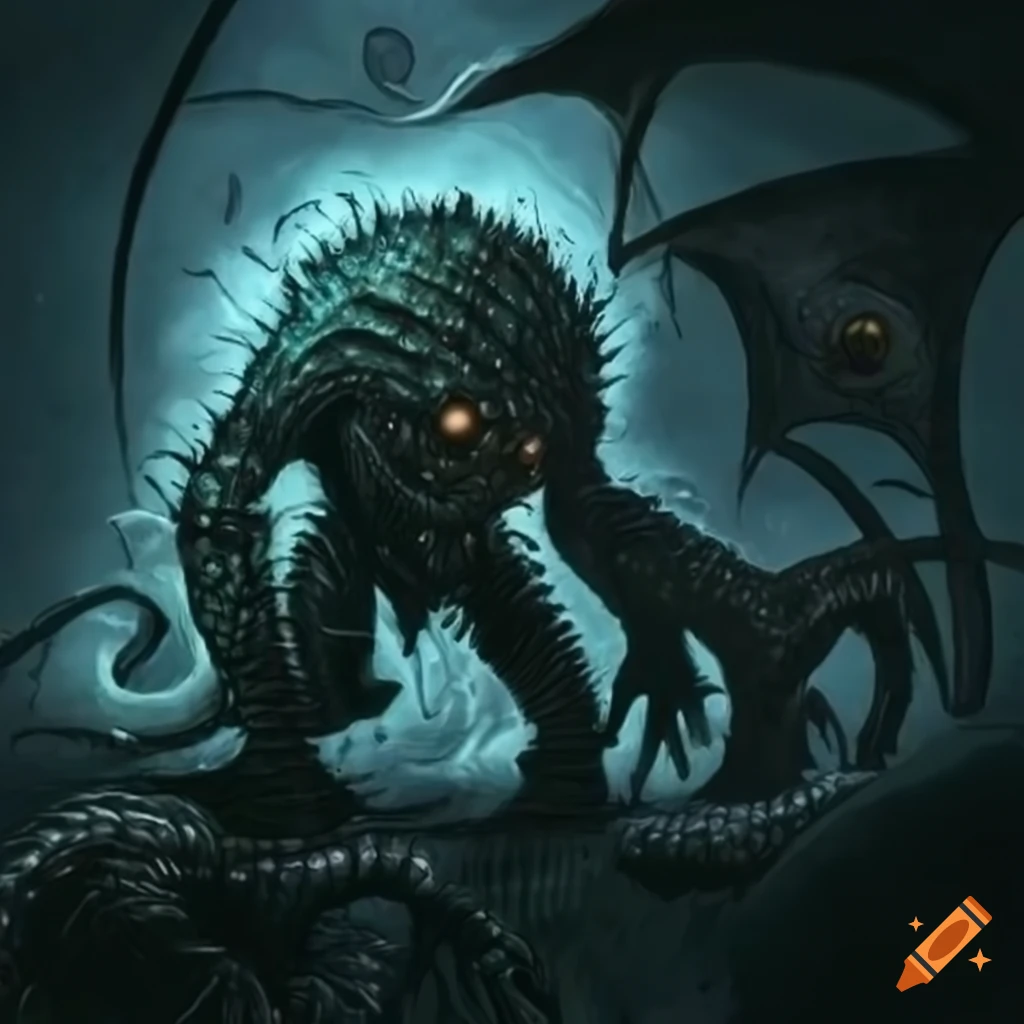 Abstract art inspired by shoggoth and deep one on Craiyon