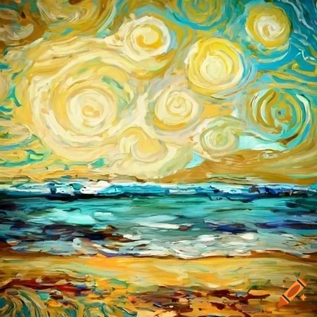 Van gogh abstract painting of a beach on Craiyon