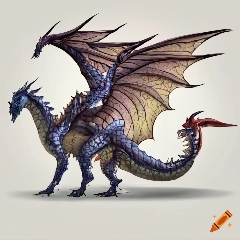 Full body dragon concept designs, side view on Craiyon