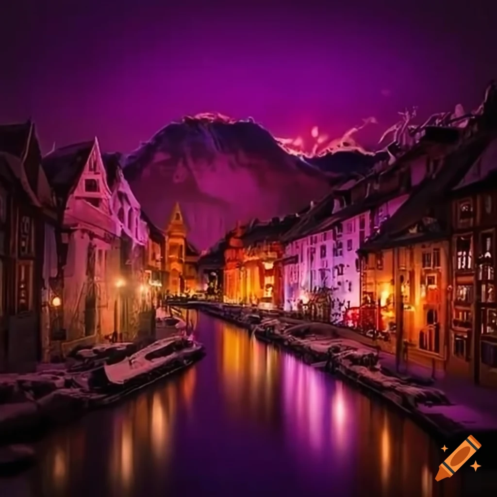 Romantic cityscape at night