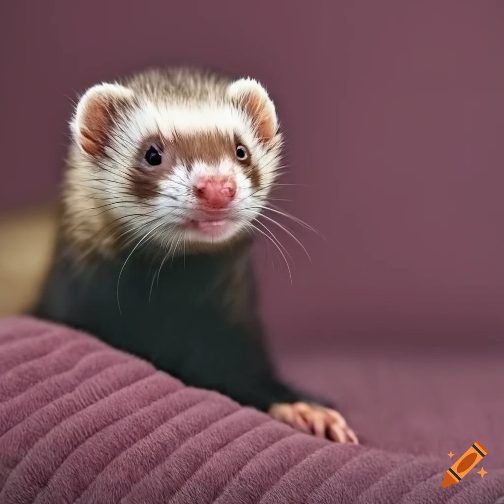 Ferret sitting on a sofa on Craiyon