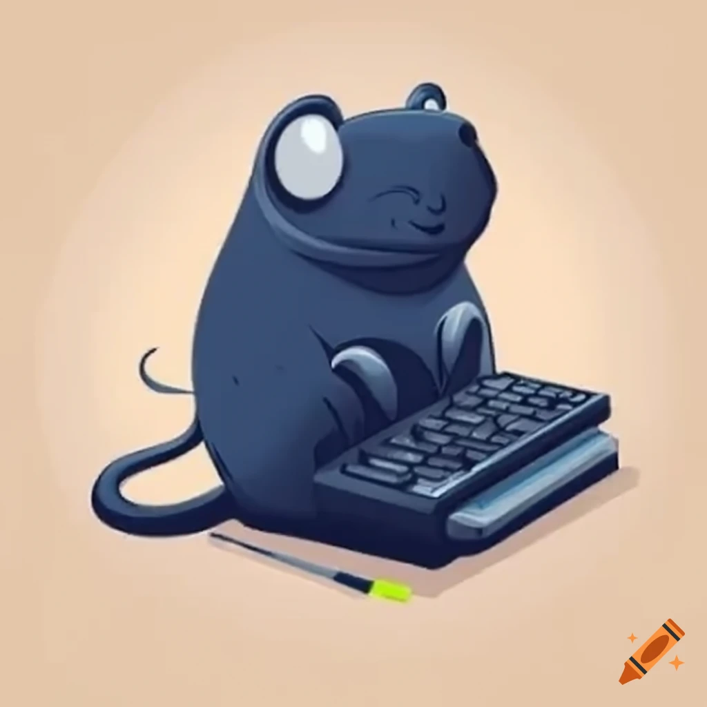 Cartoon image of a mouse fixing a computer