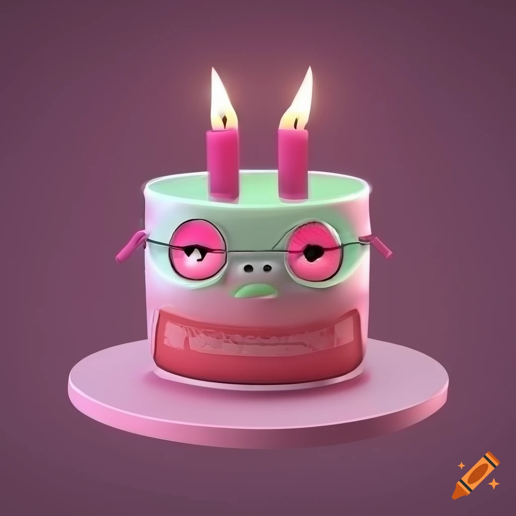 3d render of a cute cyber cake with sunglasses