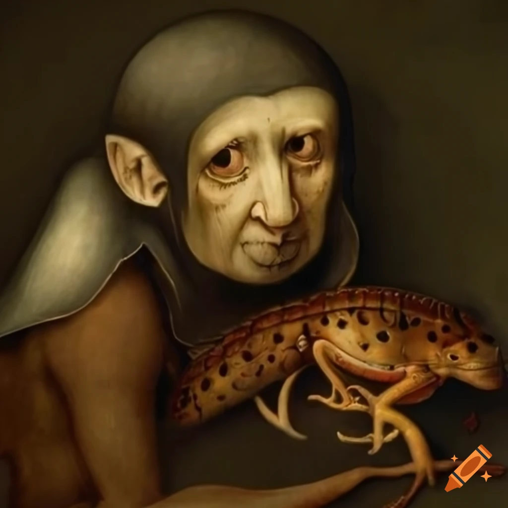 Hieronymus bosch's monstrous animal and humanoid panorama on Craiyon