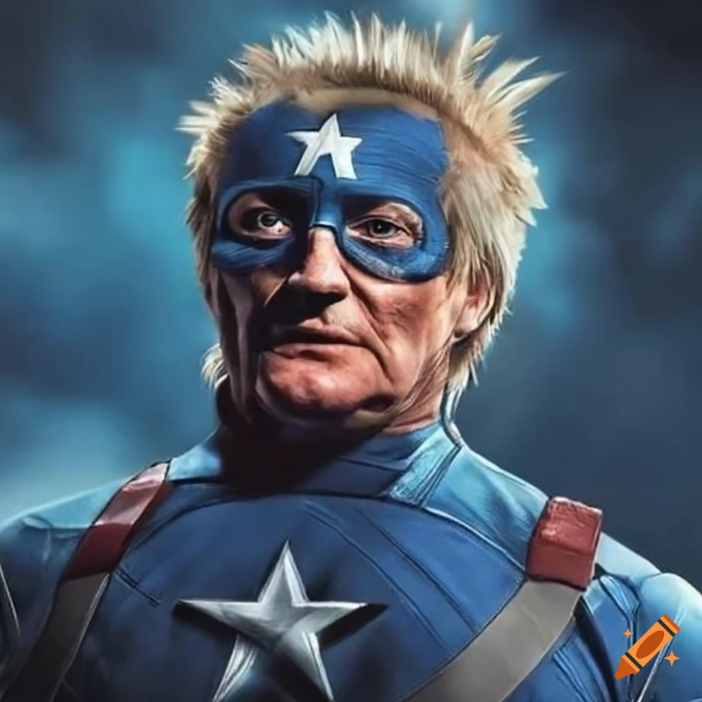 Image of rod stewart dressed as captain america on Craiyon