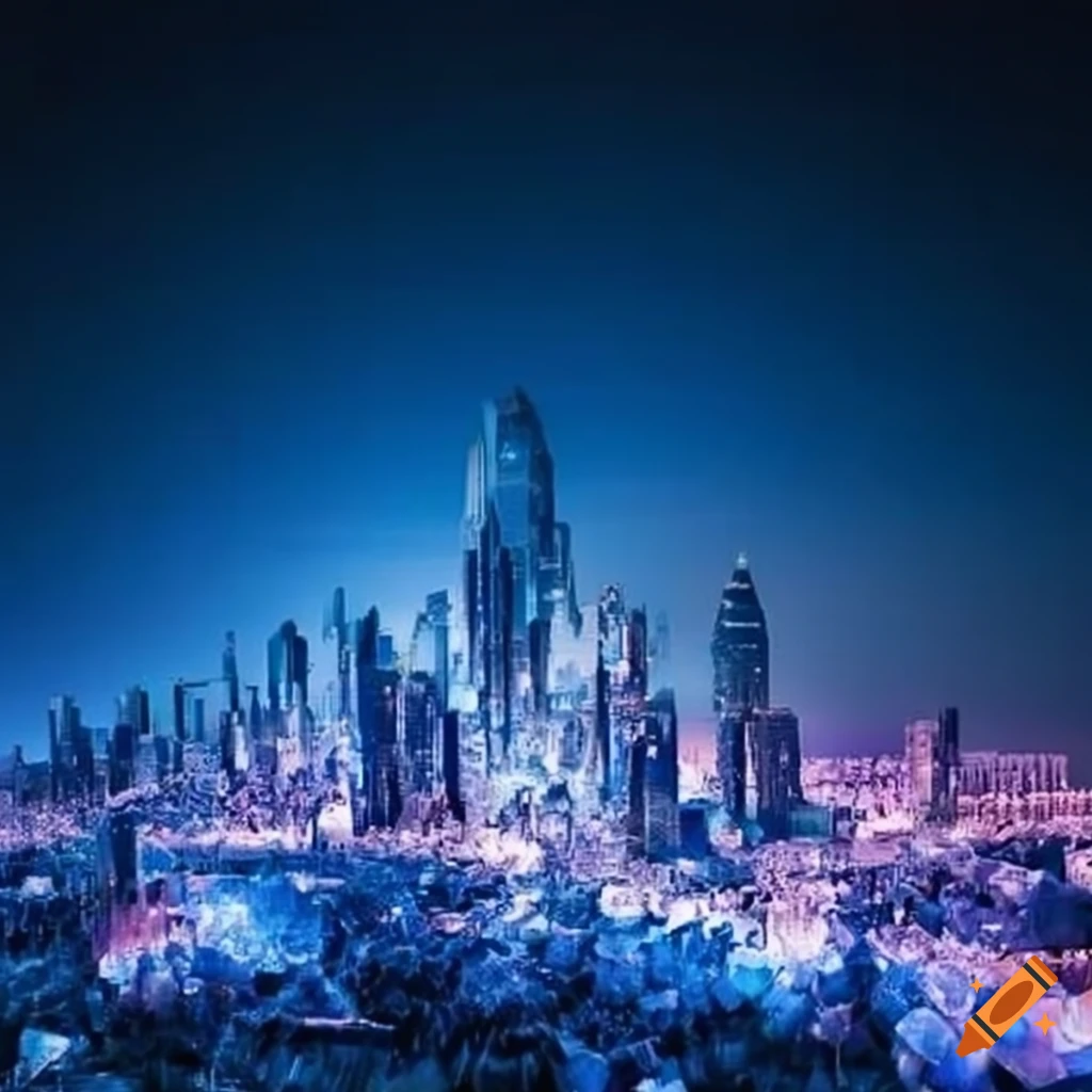 Crystal city skyline on Craiyon