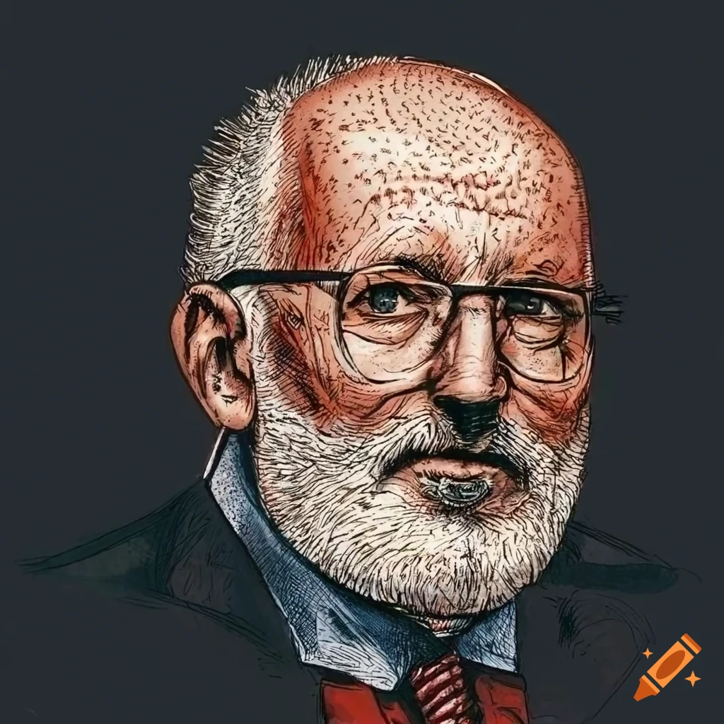 Comic book style etching of frans timmermans