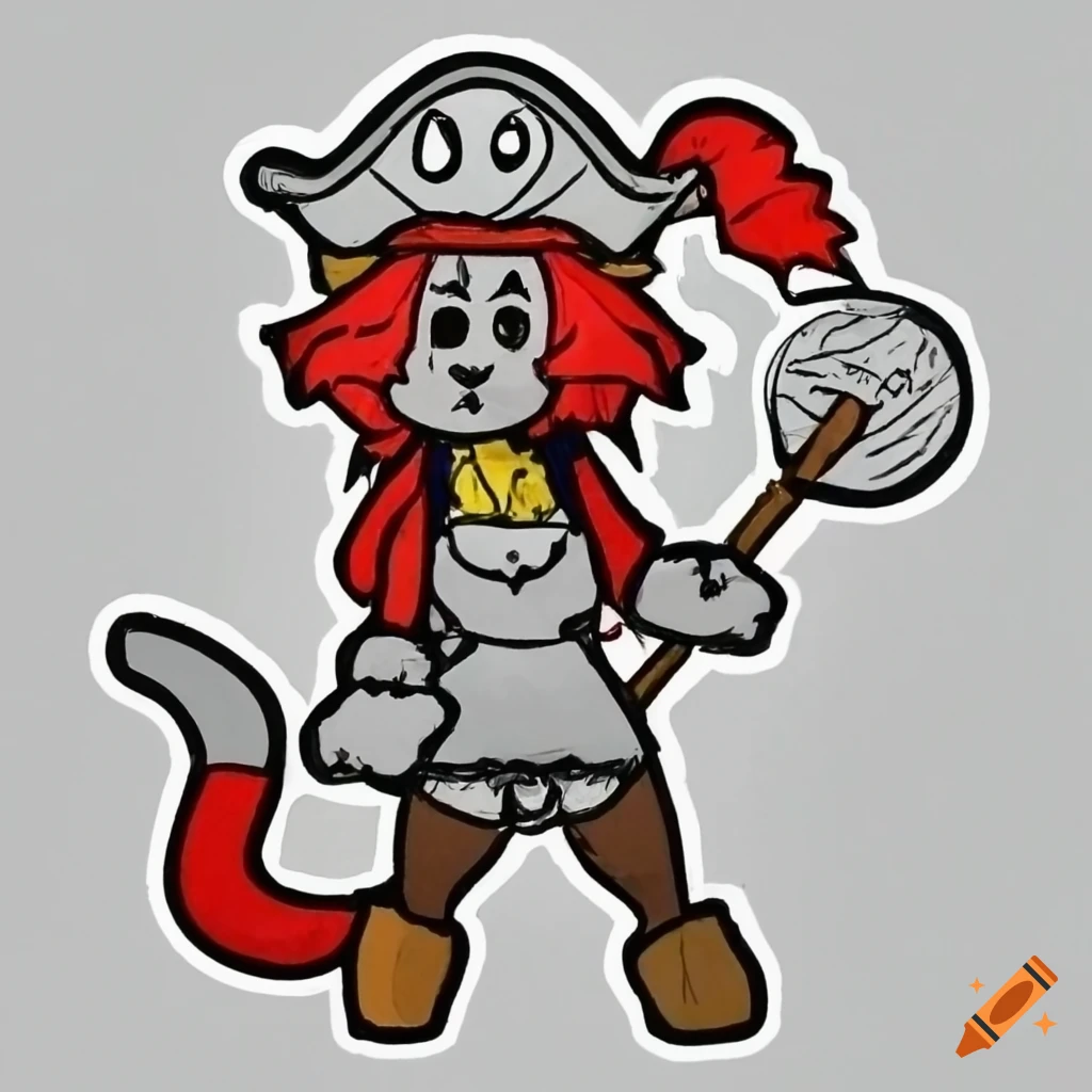 Anthro mouse pirate with red hair on Craiyon