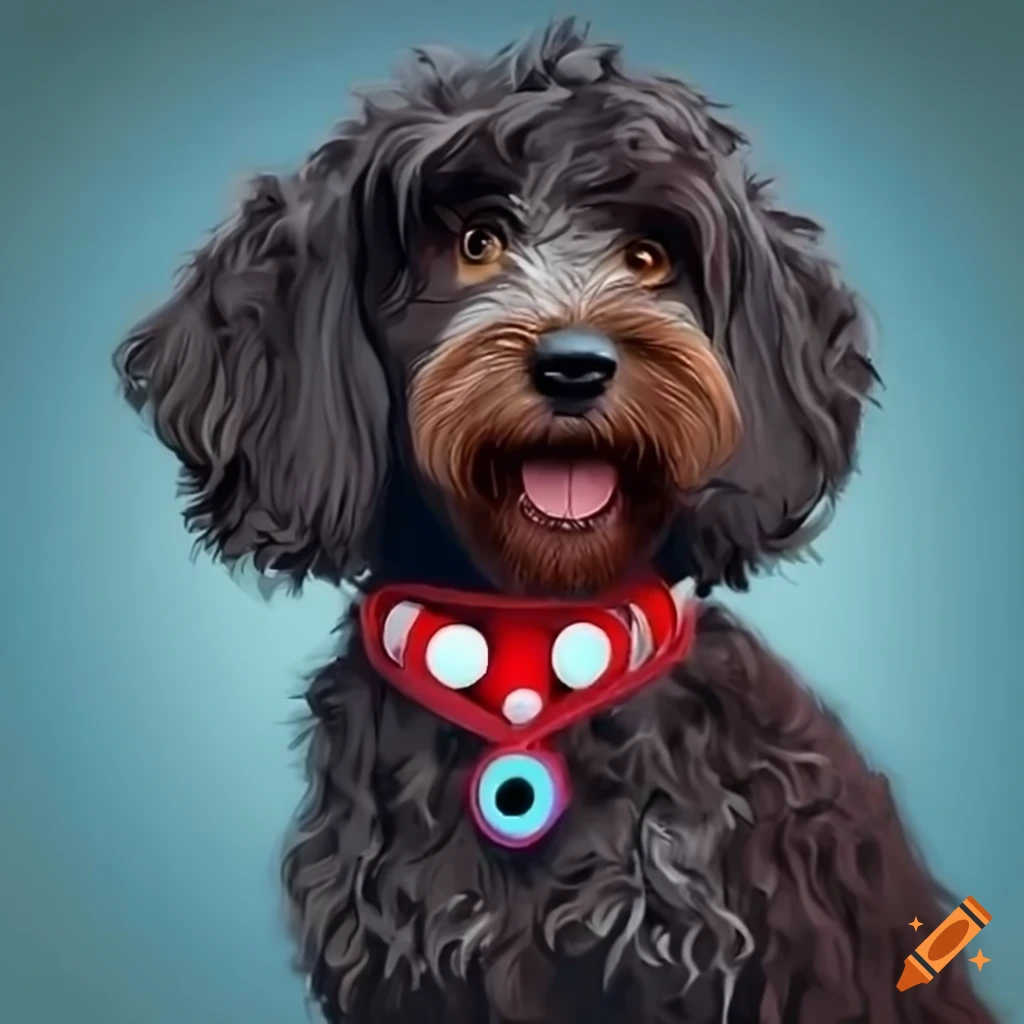 Disney Pixar inspired dog with brown eyes and white heart mark on Craiyon