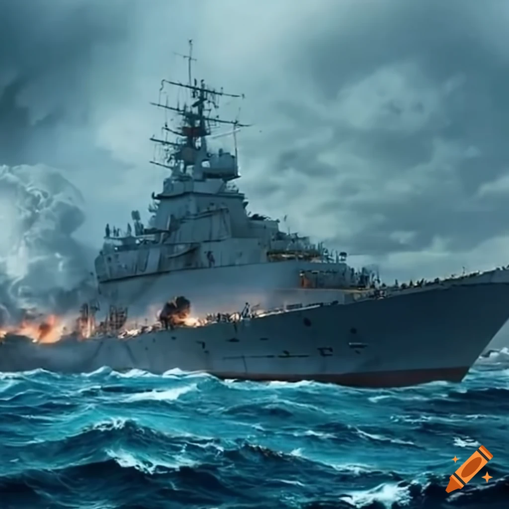 Military battleship displaying an advanced tank design on its deck on ...