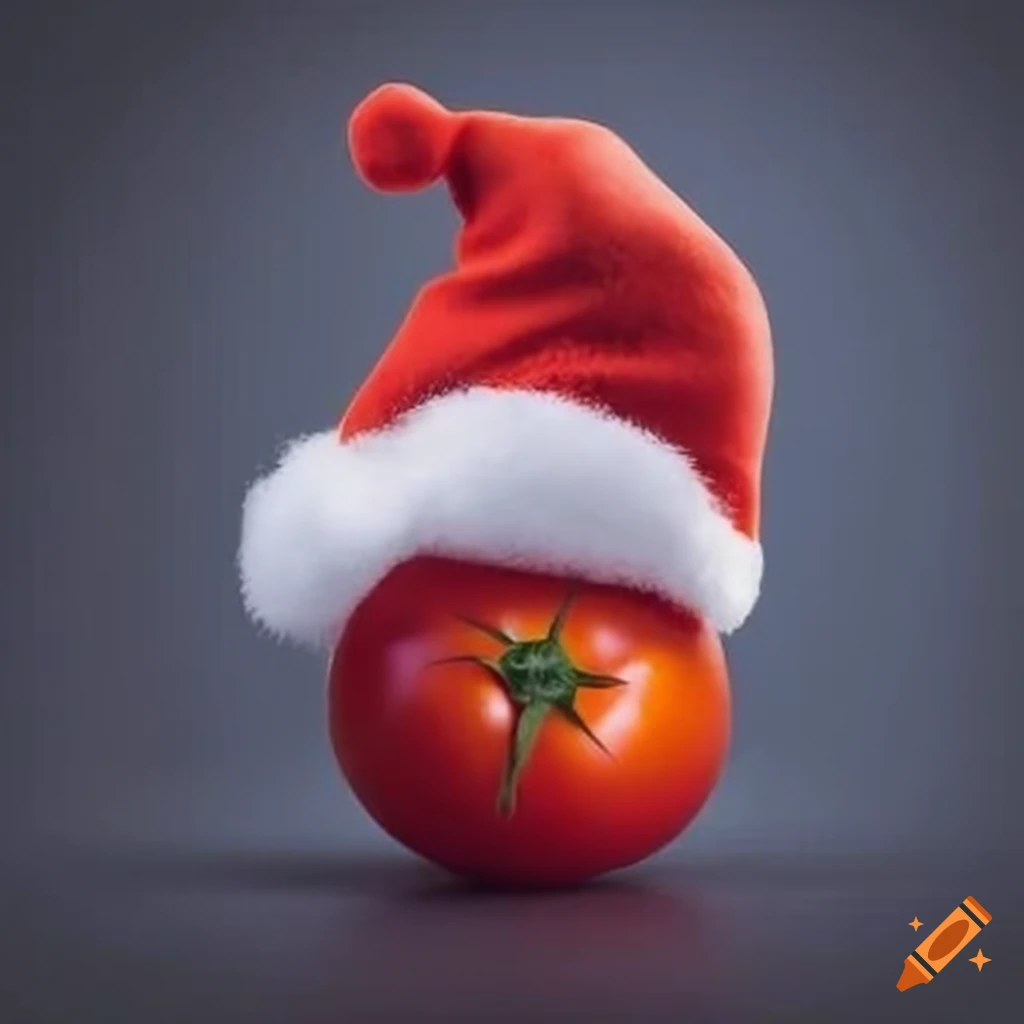 Red tomato with a santa hat on Craiyon