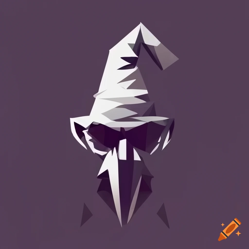 Unique 2D logo of a modern geometric wizard on Craiyon