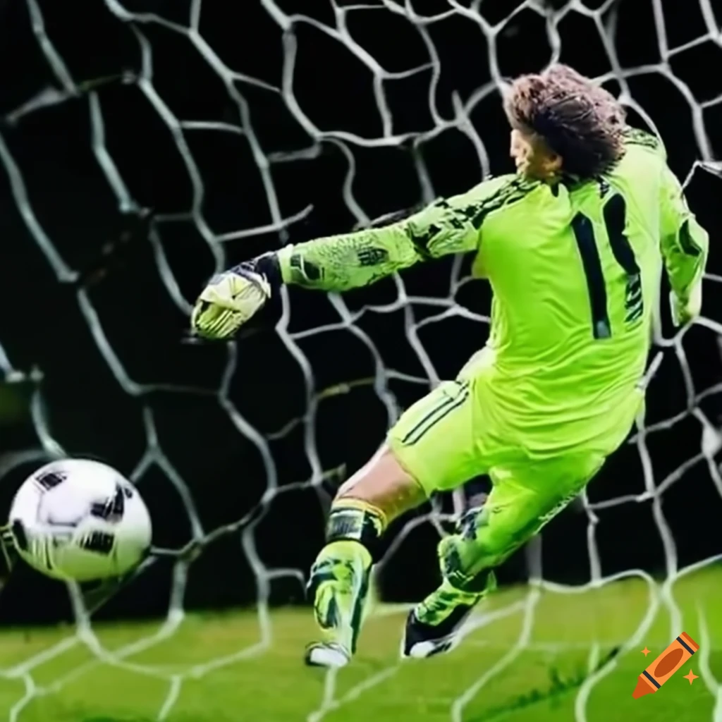 Goalkeeper failing to save a ball on Craiyon