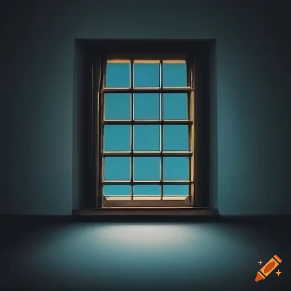 Minimalist room with a window at the far wall on Craiyon