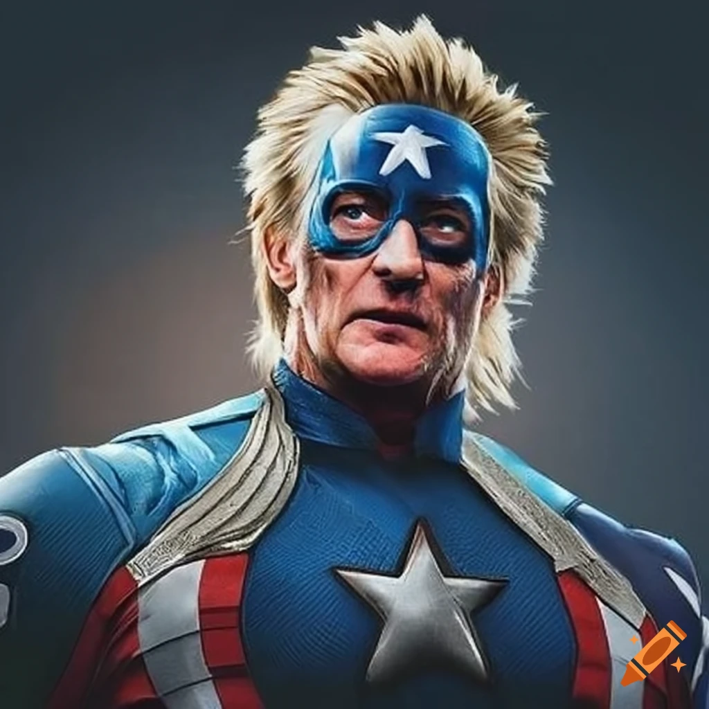 Singer rod stewart dressed as captain america