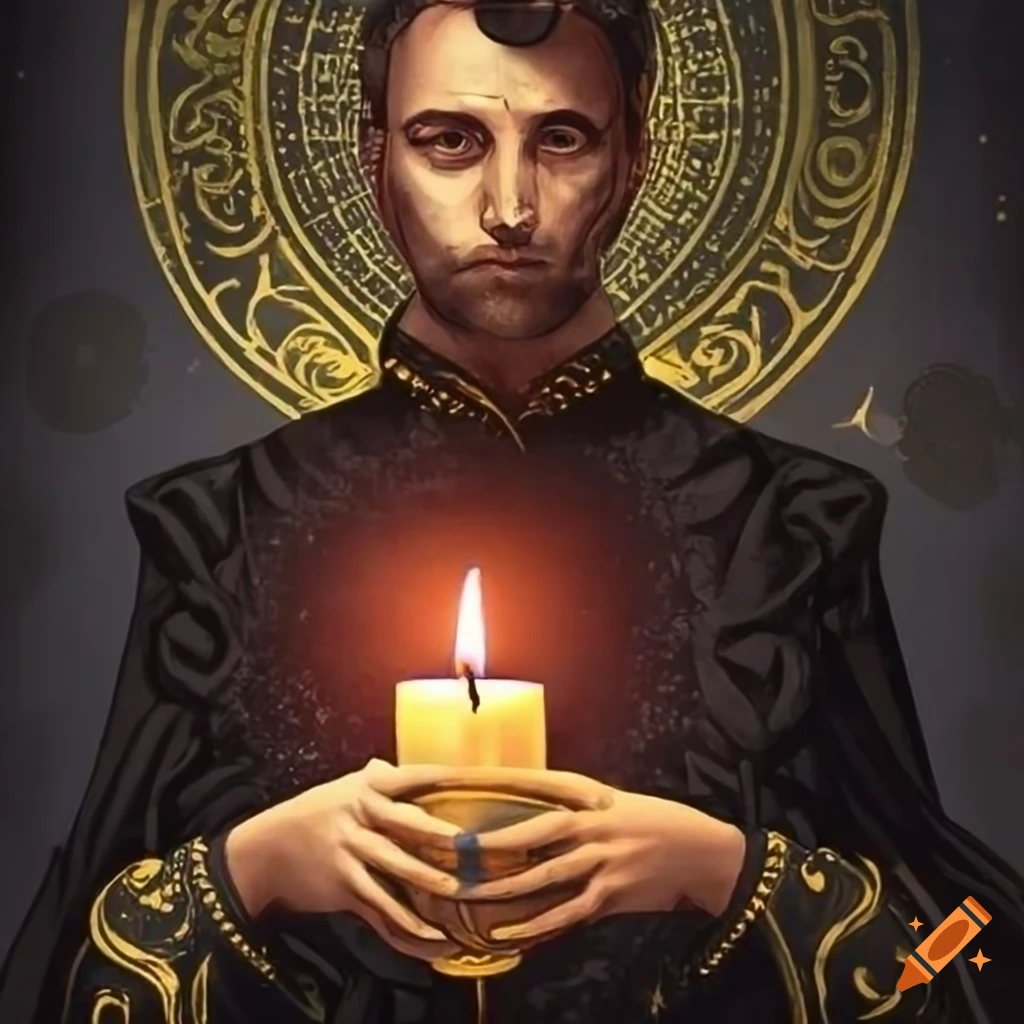 Gold and black magician tarot card