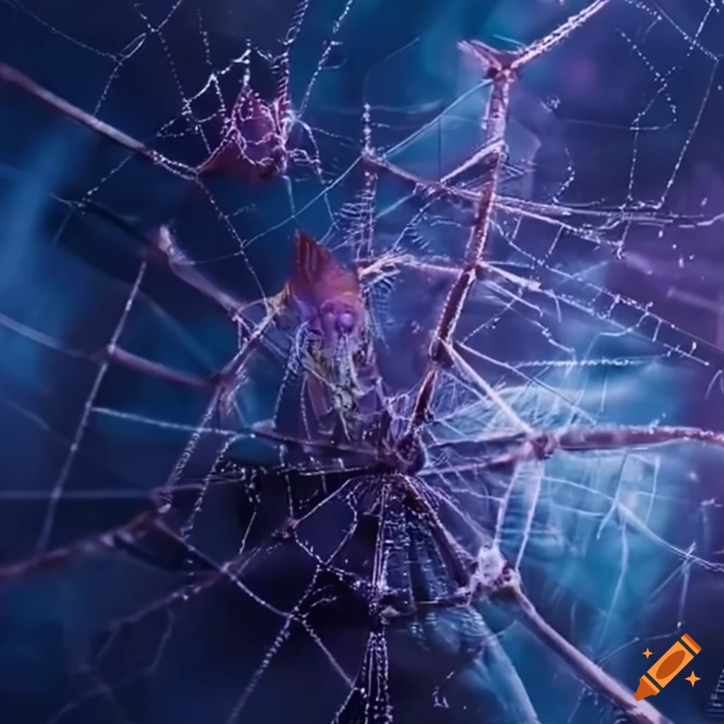Red spider on a web on Craiyon