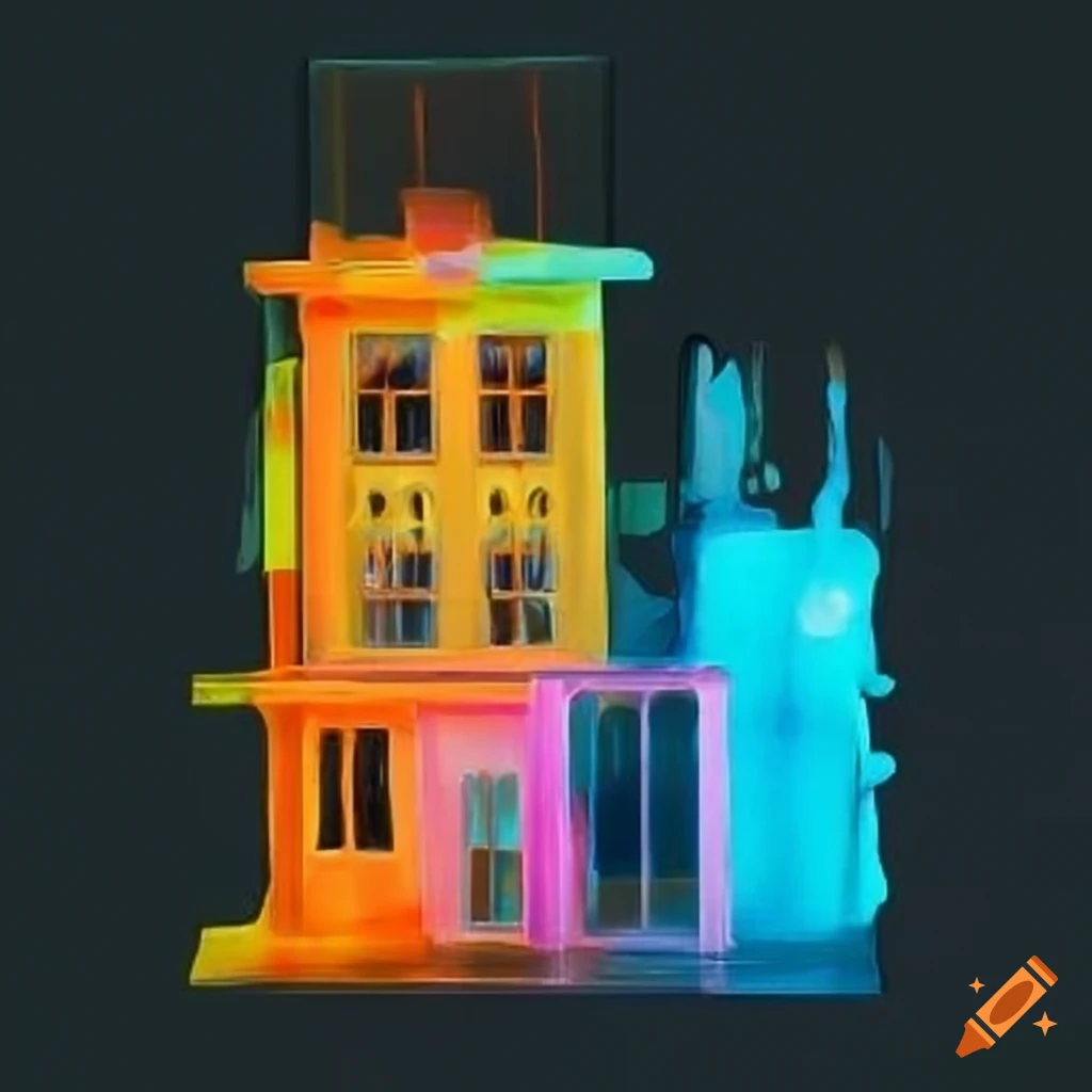 Melting figures and buildings in a minimalistic artwork on Craiyon