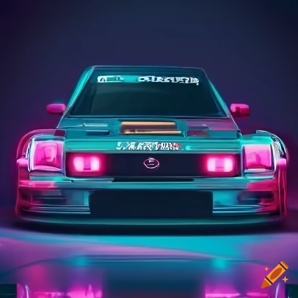 Classic sports car with neon lights on Craiyon