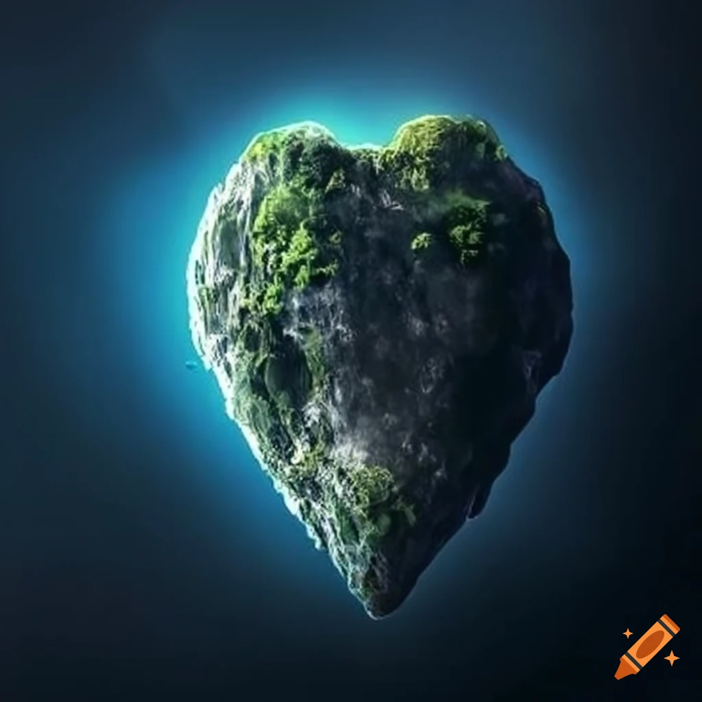 3d underwater city in the shape of a heart on Craiyon