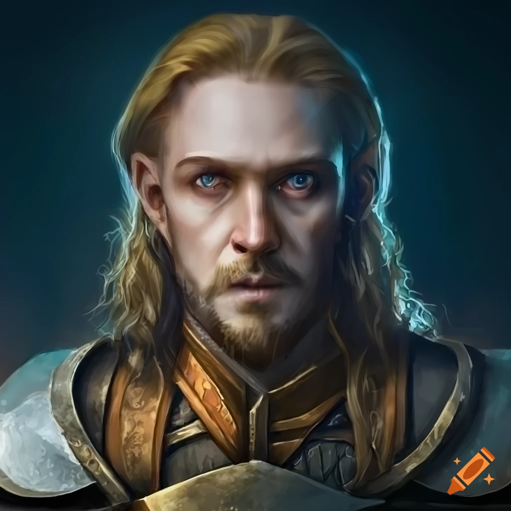 Portrait of thorian sunsworn, a paladin character on Craiyon