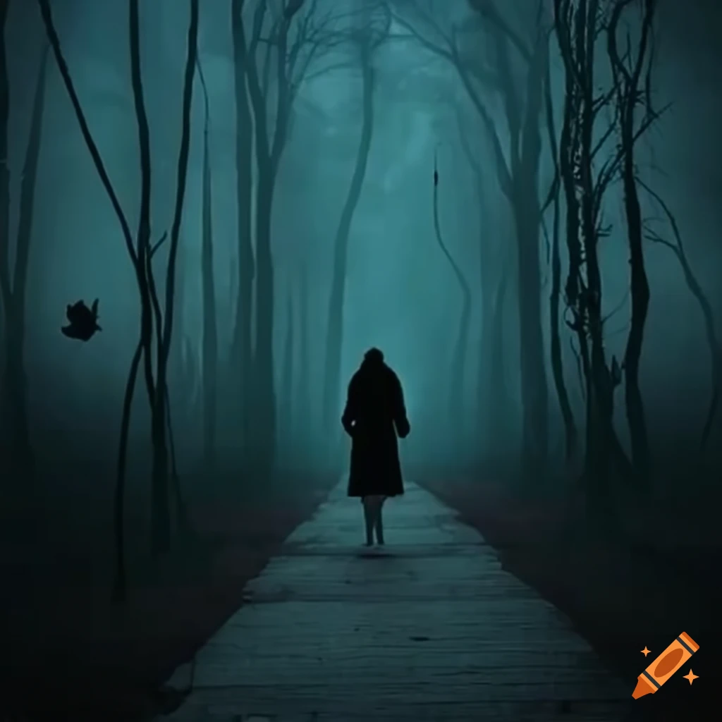 Dark path illuminated by lanterns on Craiyon