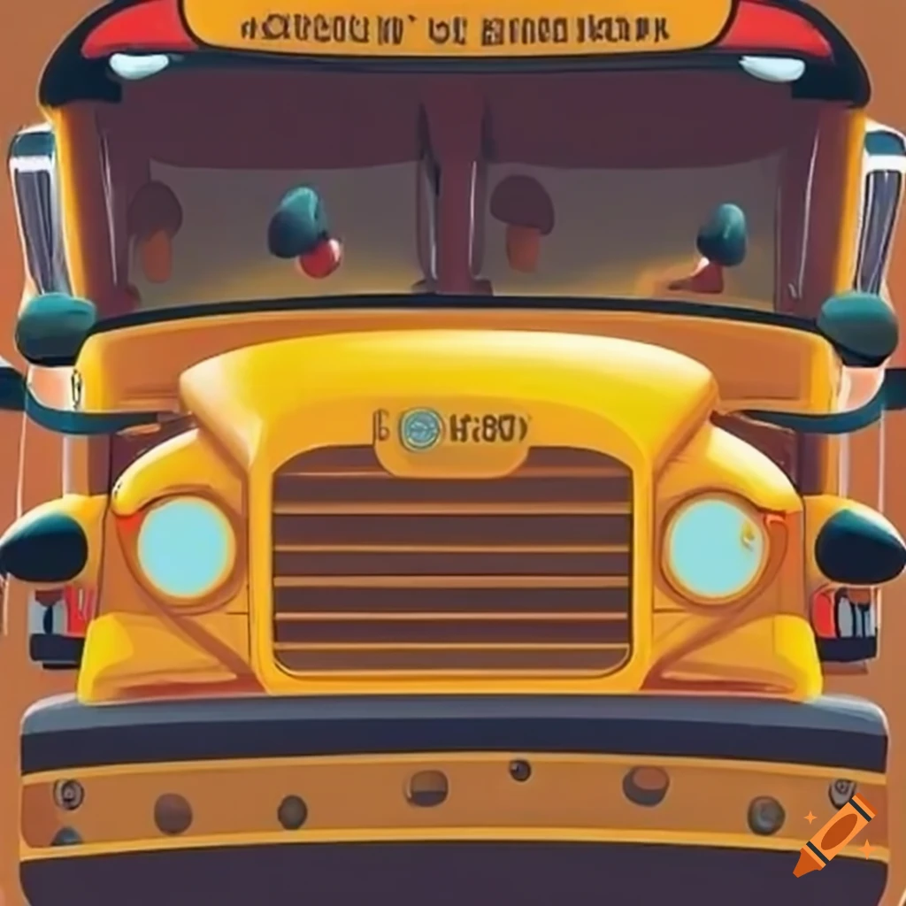 Yellow school bus with children inside on Craiyon