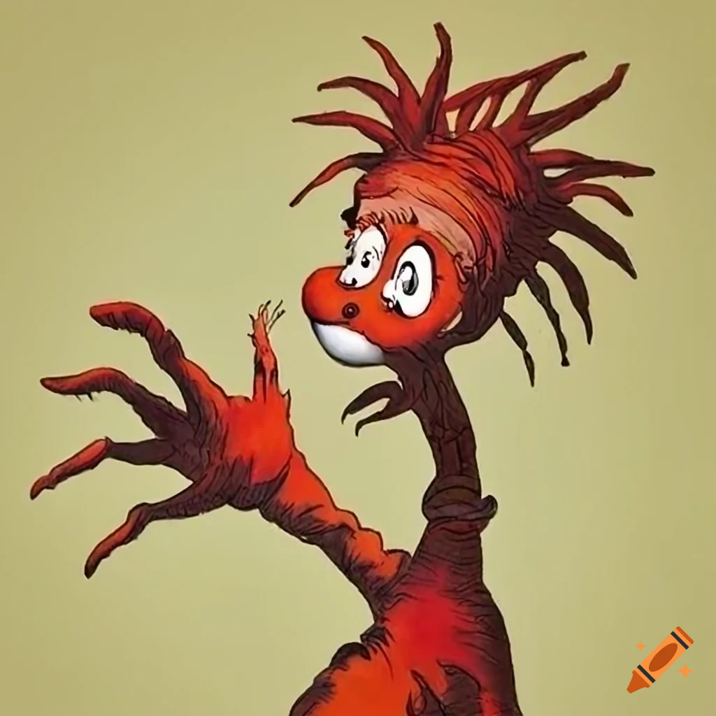 Dr. Seuss-style illustration of a crab on Craiyon