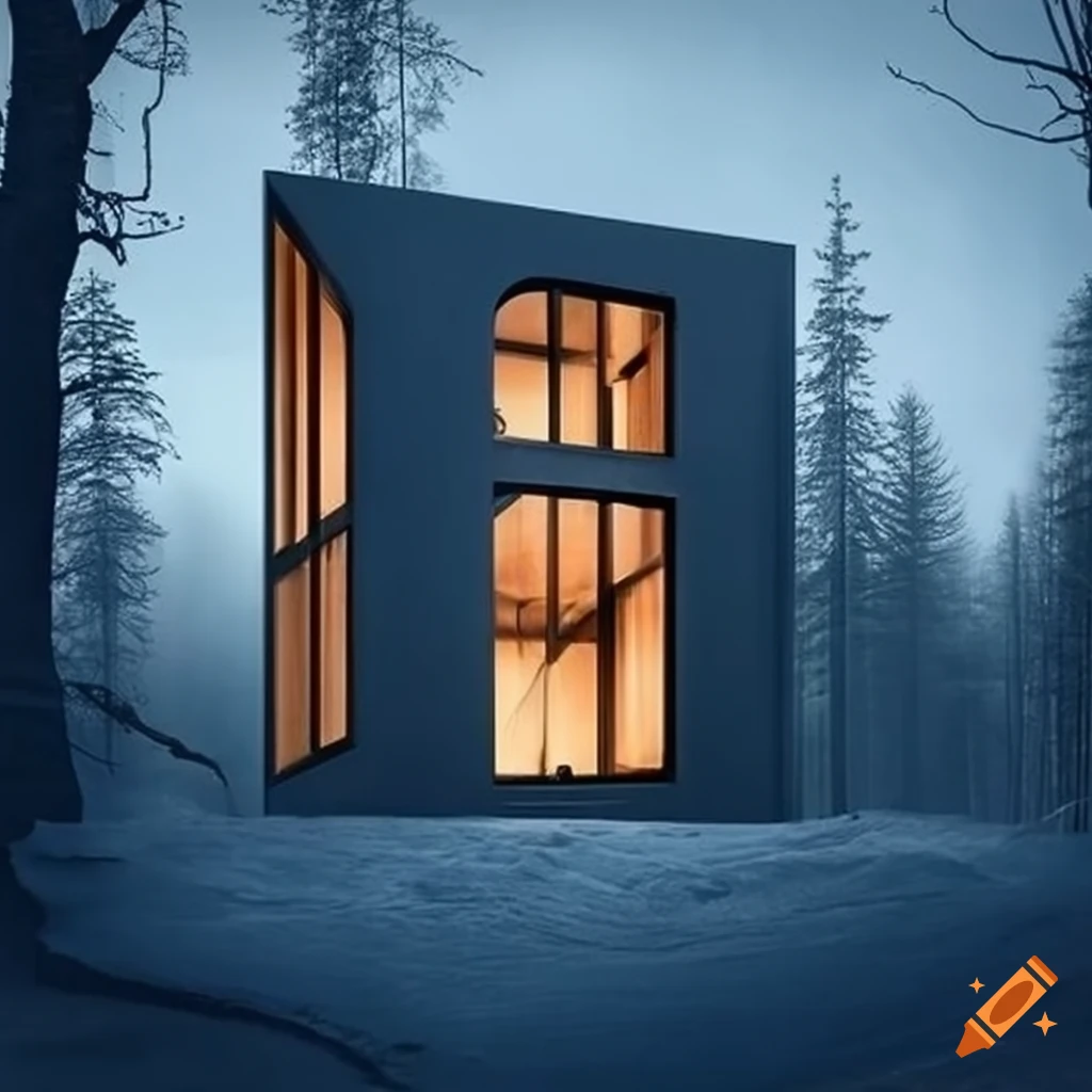 Minimalist nordic tower cabin architecture on Craiyon