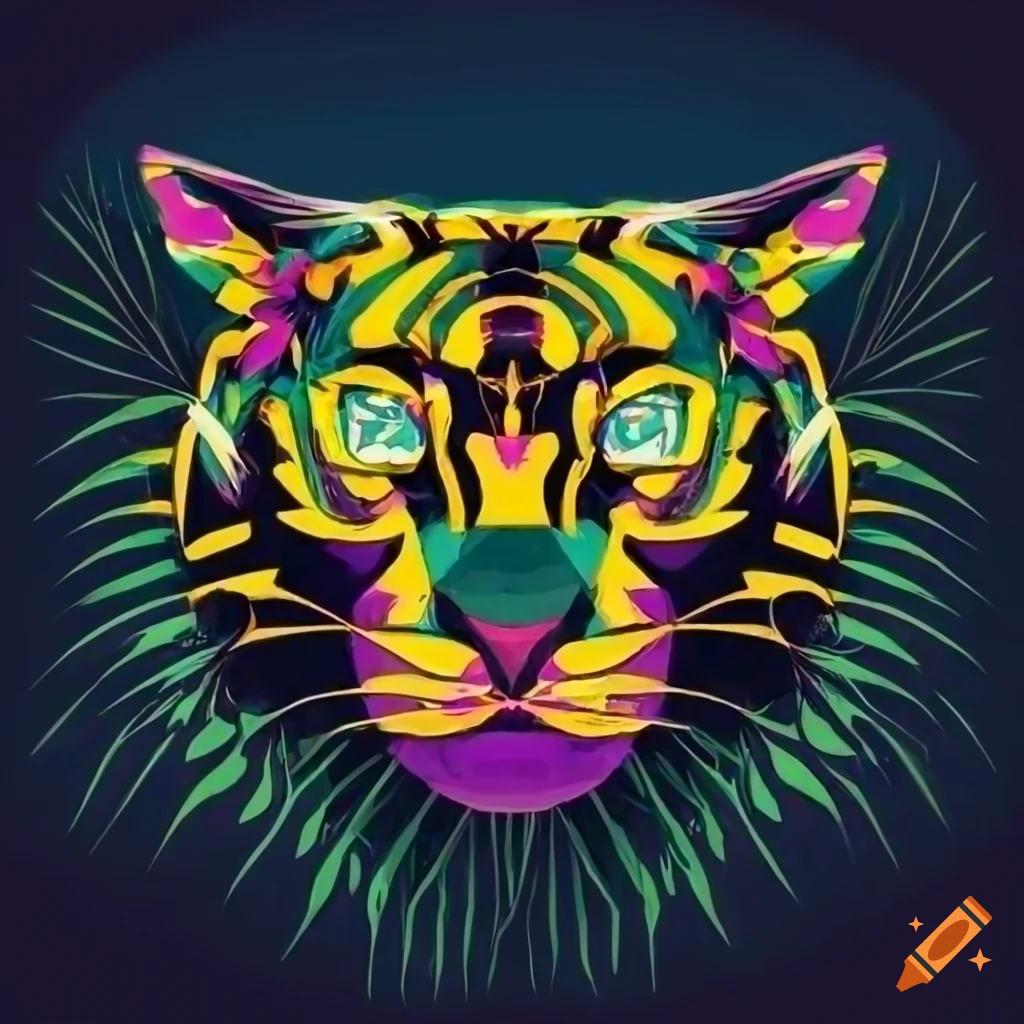 Colorful bad drawing of a tiger on Craiyon