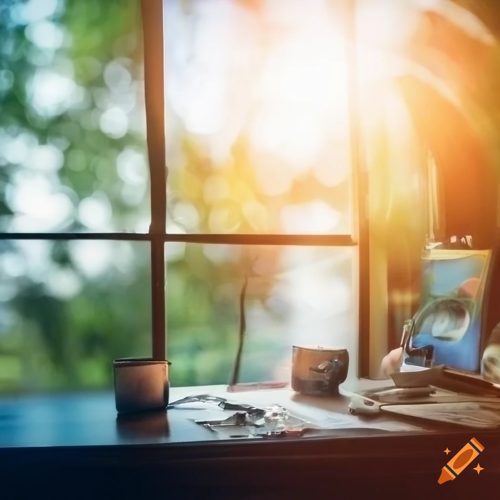 View from inside a home with a sunny day outside on Craiyon