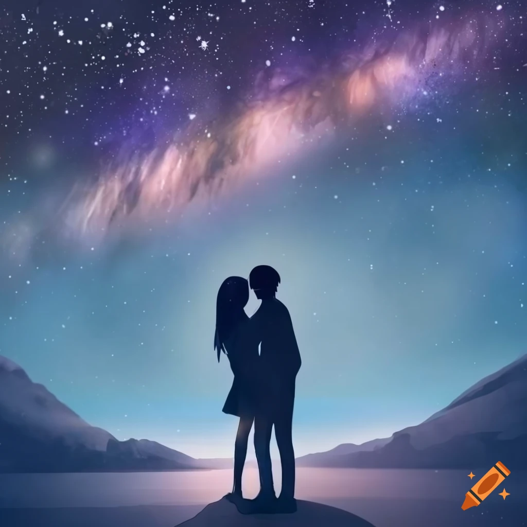 Wallpaper of love in space with a beach on Craiyon