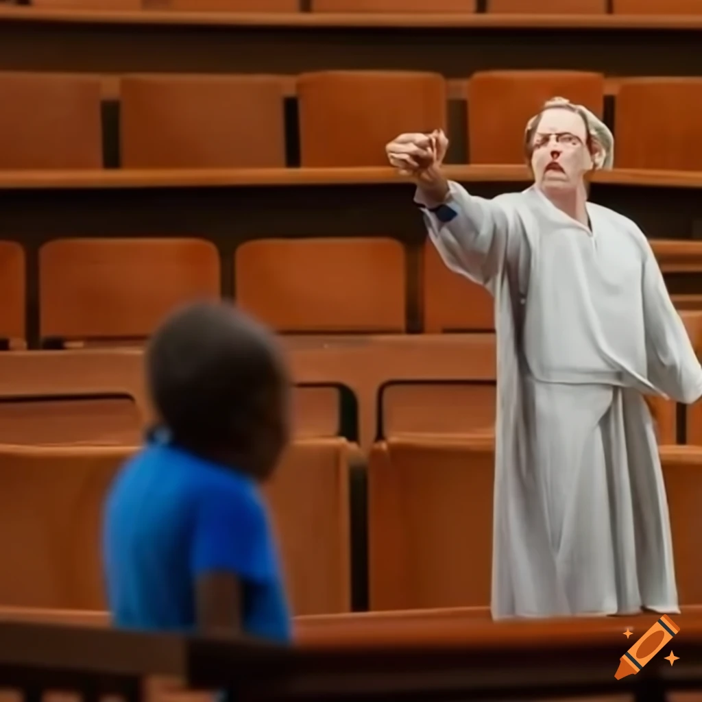 Depiction of an intense debate between an atheist professor and a ...