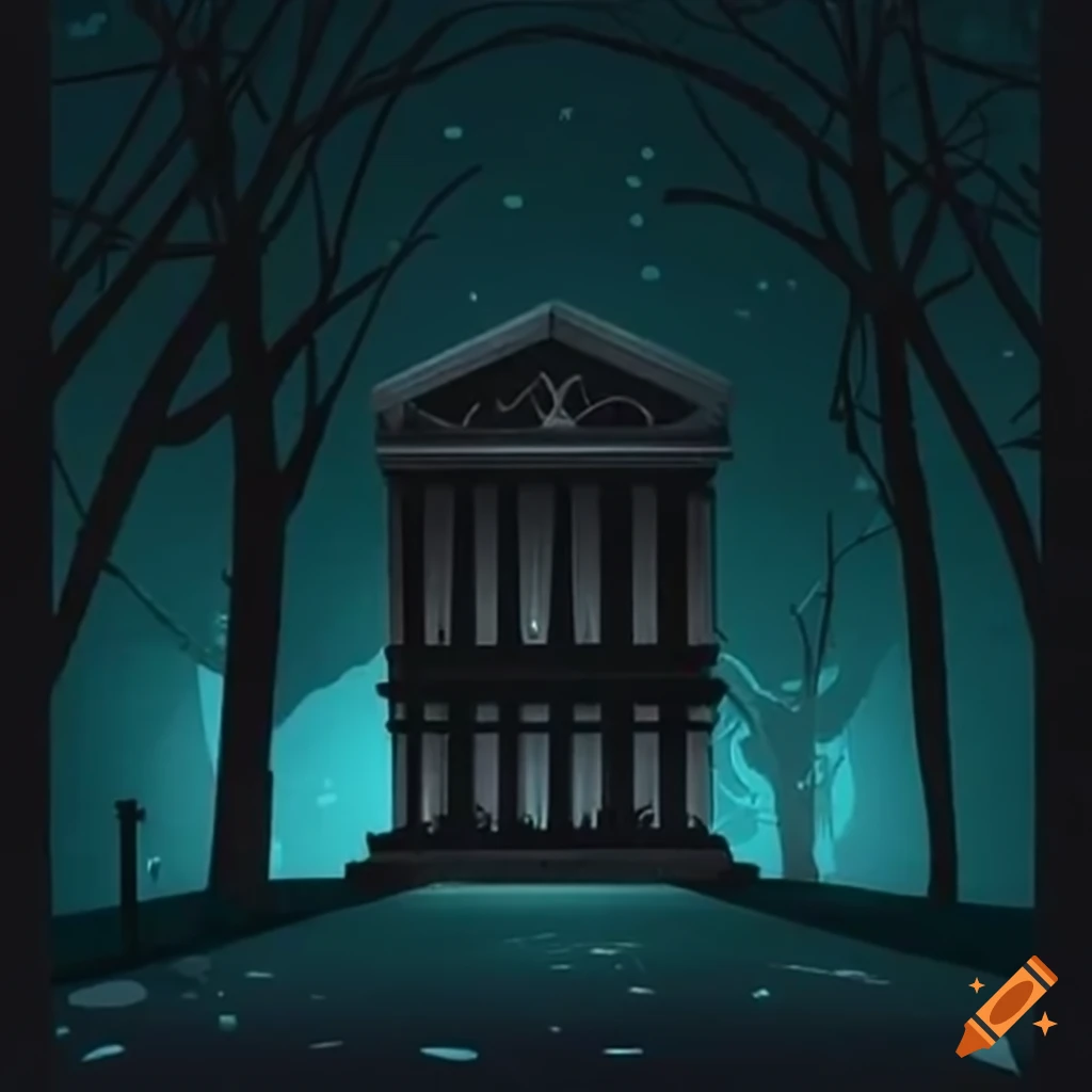 Imagen nocturna inquietante del campus universitario on Craiyon