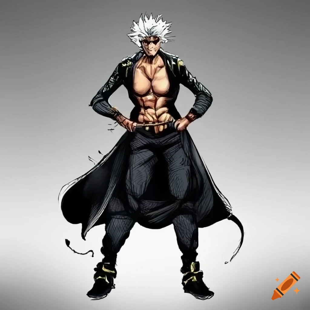 Jojo's bizarre adventure artwork of a muscular man with white hair on ...