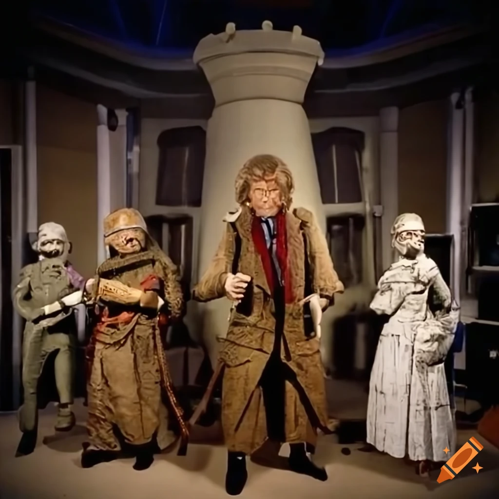 Collage of iconic 1980s doctor who puppet series on Craiyon