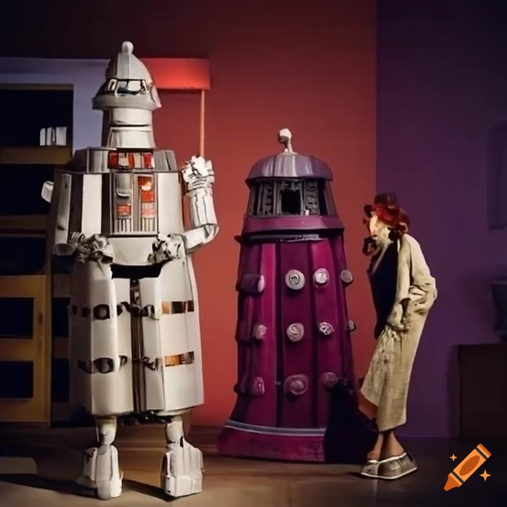 Elderly woman piloting a tardis through time and space on Craiyon