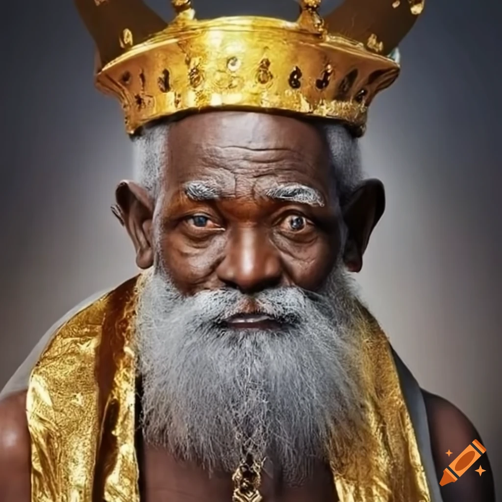 Depiction of a majestic african god in golden robes on Craiyon