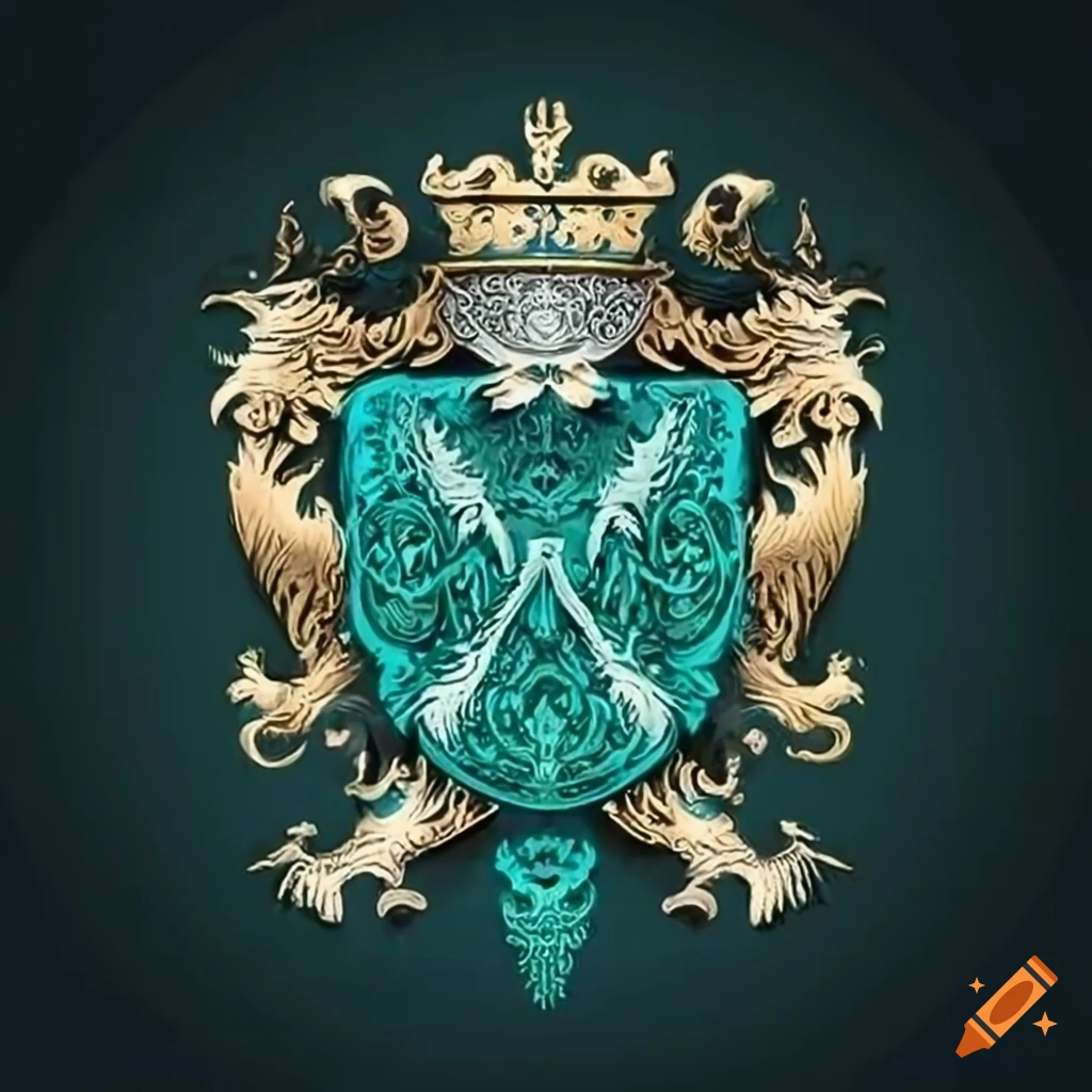 Irish Coat Of Arms With Mystical Creatures And Symbols