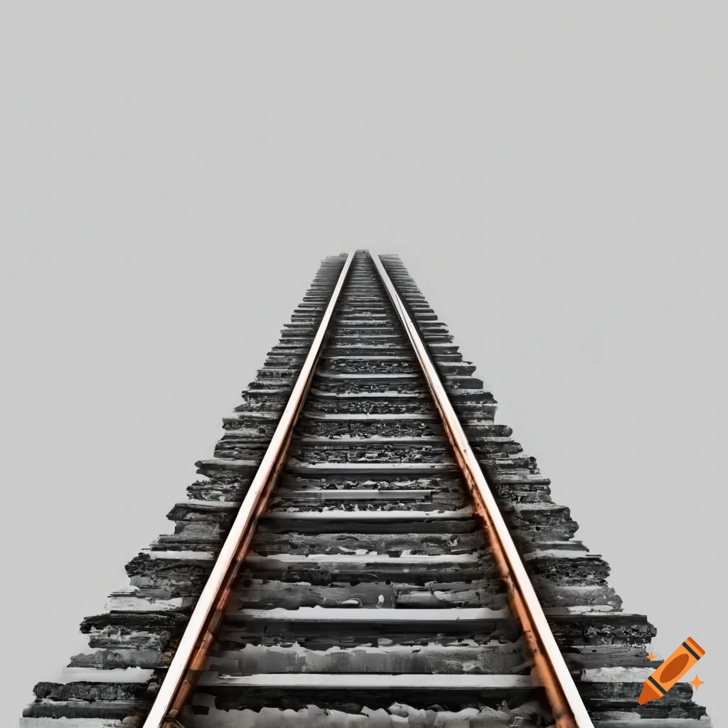 Minimalist 2d railroad track on white background on Craiyon