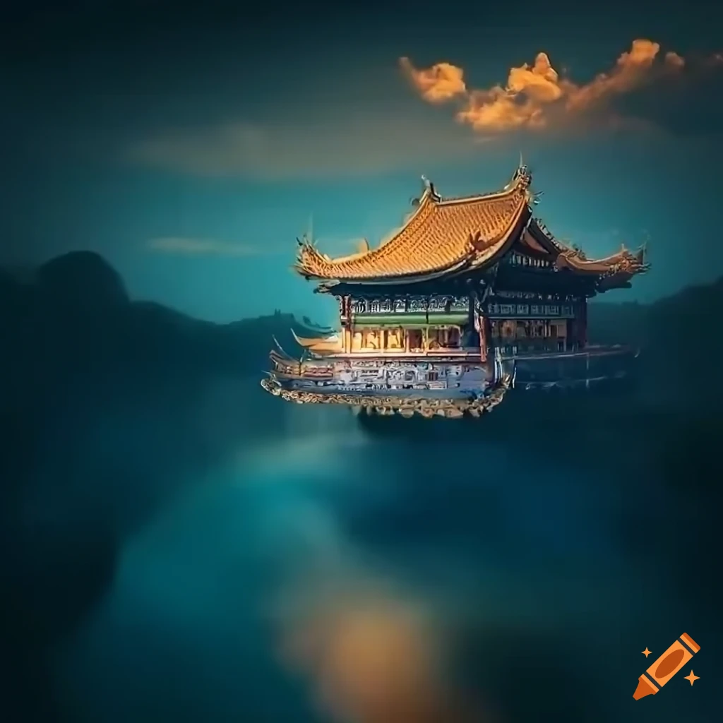 Realistic depiction of an ancient floating chinese city on Craiyon