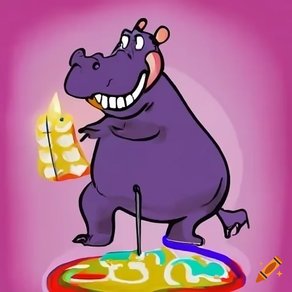 Hippo singing happy birthday on Craiyon